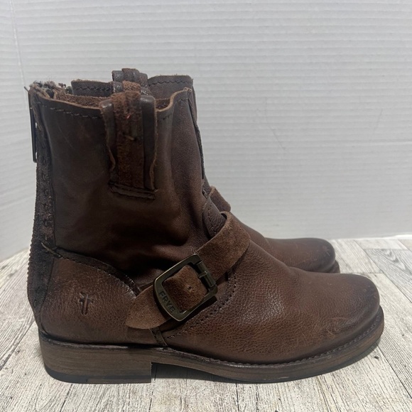 Frye | Shoes | Frye Womens Brown Leather Boots Moto Boots 7b | Poshmark